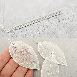 YQZIYOU 4 PCS Long Necklaces for Women - Fashion Pendant Necklace Jewelry, Silver Bar Feather Circle Leaf Lock Tassel Y Necklace Jewelry Set