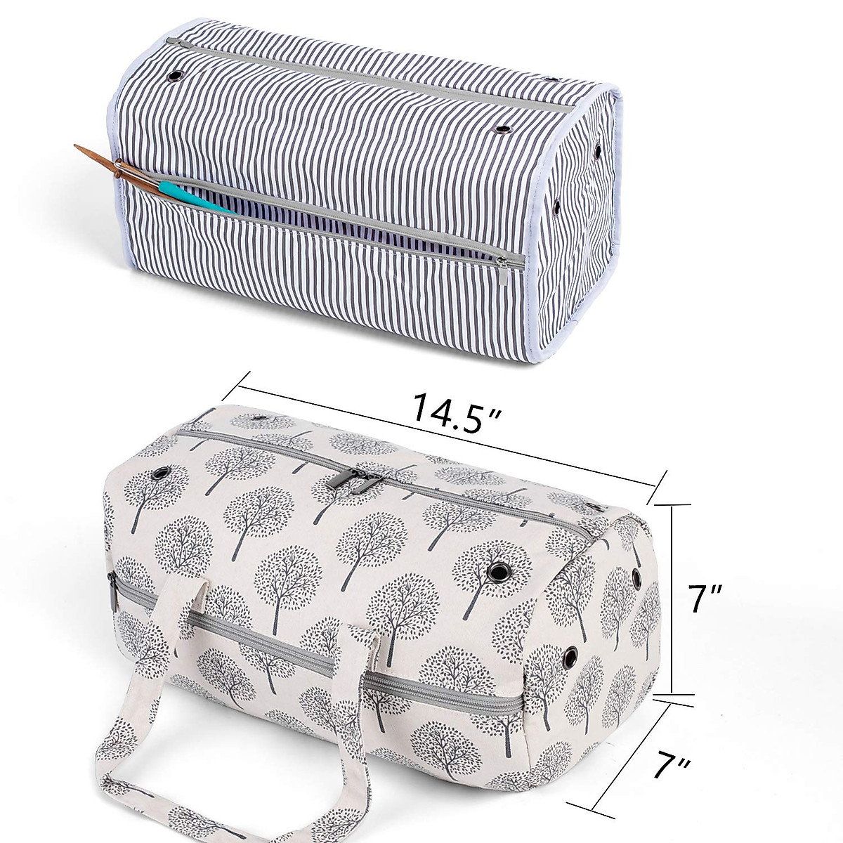 Luxja Knitting Bag, Yarn Bag for Yarn Skeins, Crochet Hooks, Knitting Needles (up to 14 Inches) and Other Accessories, Tree