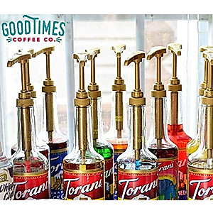 Gold Coffee Syrup Pump for 750ml Bottles (Pack of 2) | Fits Torani, (Monin 1 Liter Plastic Bottles Only), DaVinci, Jordan's Skinny, and Upouria