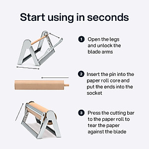 Kenley Butcher Paper Dispenser - Large Holder and Cutter for Wrapping Butcher Craft Freezer Paper Roll 24 Inch - Wall Mount or Tabletop - Carbon Steel Non-Slip Cutter with Serrated Blade - Easy to Use