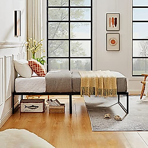 VECELO Metal Platform Bed Frame, No Box Spring Needed/Mattress Foundation/Steel Slat Support Black (Twin)