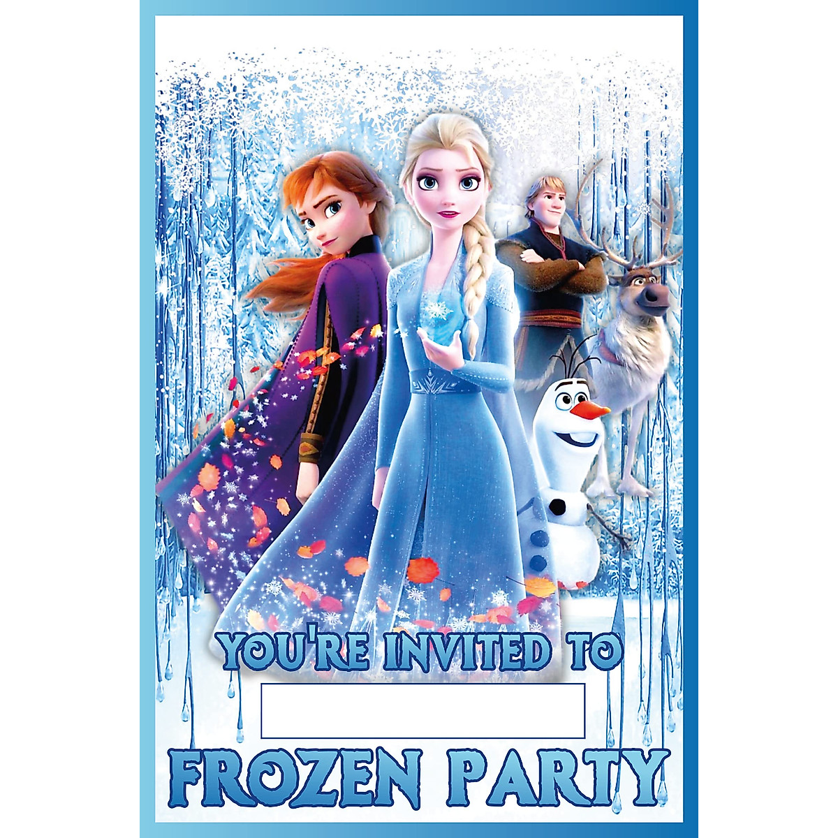 Set of 20 Winter Princess Themed Happy Birthday Invitation Cards & Envelopes – Lightweight (240g), Postcard Style Invites for the Perfect Party Pack
