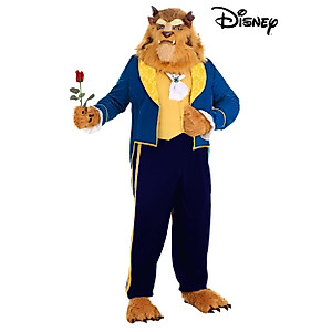 Plus Size Beast Costume | Adult Disney Beauty and The Beast Mouth Mover Full Head Mask | Blue Dance with Belle Outfit 5X