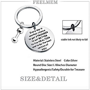 FEELMEM Workout Jewelry Fitness Gift Bodybuilding Keychain Weight Lifting Gift for Fitness Lover Personal Trainer