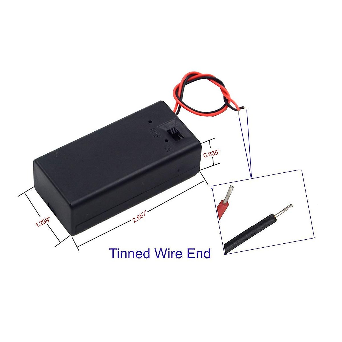 LAMPVPATH (Pack of 2) 9v Battery Holder, 9 Volt Battery Holder with Switch, 9v Battery Case with Switch