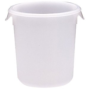 Rubbermaid Commercial Products Plastic Round Food Storage Container with Handle, 4 Quart, White, High Temperature Range Food Organization for Wet/Dry Food in Kitchen/Restaurants/Cafeteria, Pack of 12