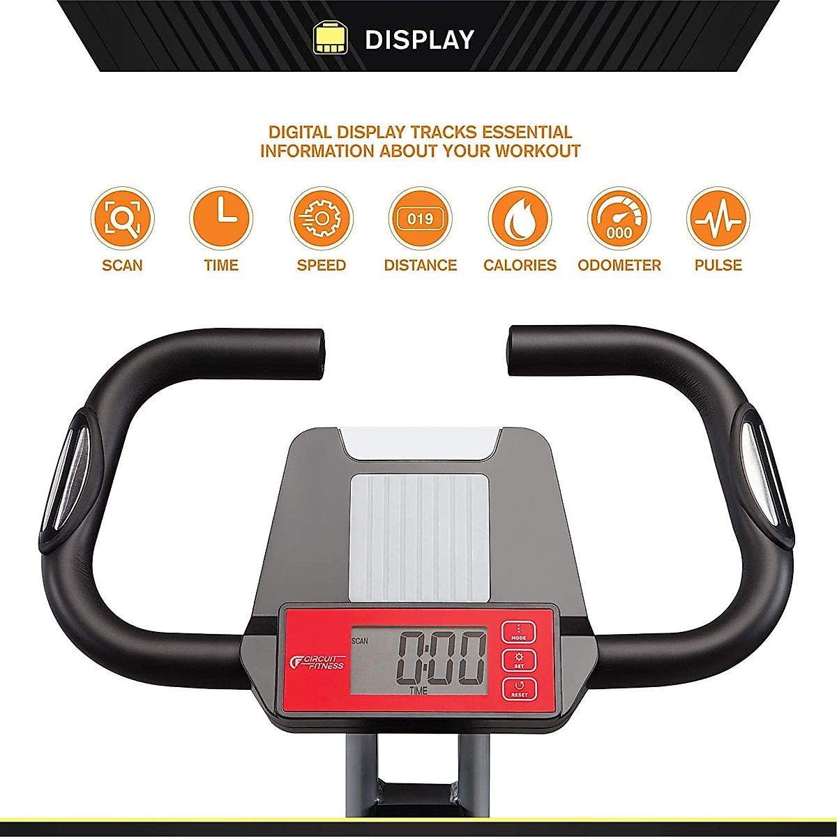 CIRCUIT FITNESS Circuit Fitness Folding Upright Exercise Bike with Adjustable Resistance 250 lb. Max. Capacity AMZ-150BK