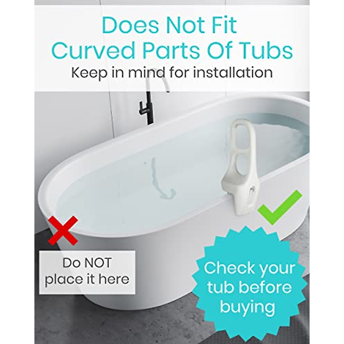 Vive Bathtub Rail - Bathroom Tub Safety Rail Heavy Duty for Seniors, Elderly, Handicap and Disabled - Clamp Railing Bath Support - Adjustable Shower Hand Grip - Handle Assist Grab Bar - Fits Most Tubs