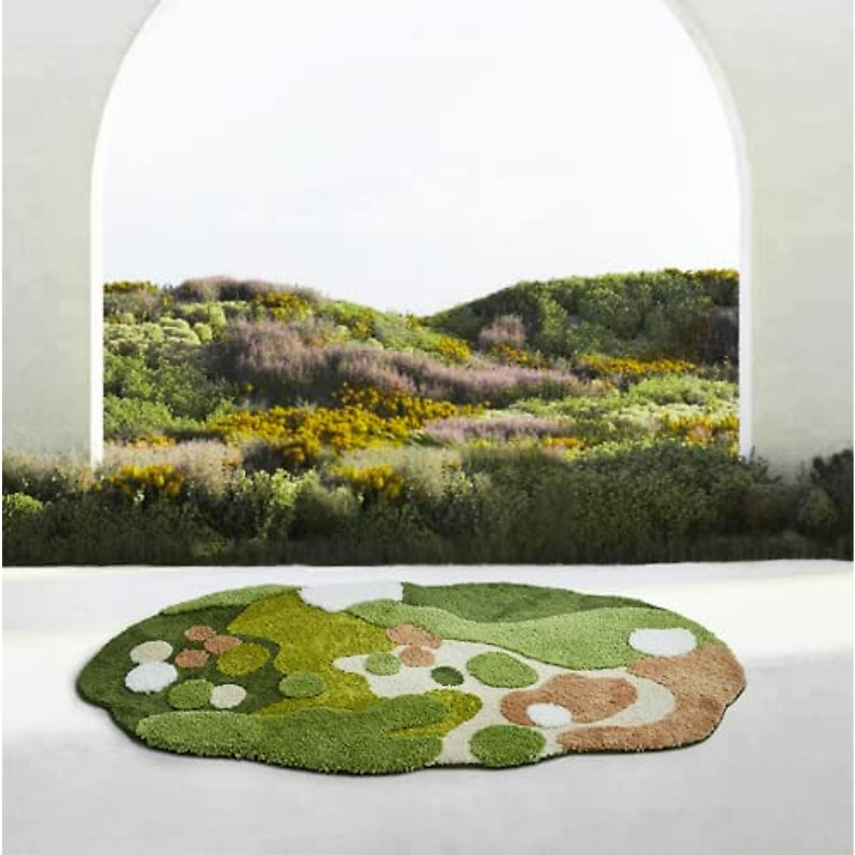 KOYPEM Moss Rug 3D Stereo for Living Room Green Carpet Bedroom Bedside Floor Mat Anti-Slip Modern Shaggy Rugs Home Decor 32x64 in