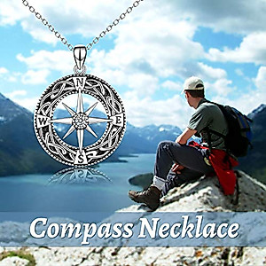 ONEFINITY Compass Necklace Sterling Silver Celtic Knot Necklace Graduation Friendship Talisman Travel Necklace Inspirational Graduation Gift Jewelry Gifts for Women