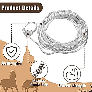 Rope Lasso Pre Tied Cowboy Trick Lariat Lasso Rope Honda Knot for Kids and Adults, 5/16" x 30'