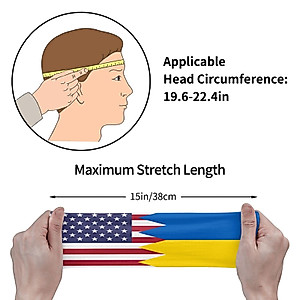 America Ukraine Friendship Flag Sports Headbands Unisex Yoga Non-Slip Quick-Drying Workout Hairband