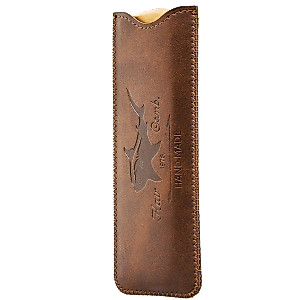 Wooden Hair Combs for Men,Men's Wood Beard Comb with Leather Travel Case,Mens Combs for Hair,Kids Comb(brown shark)