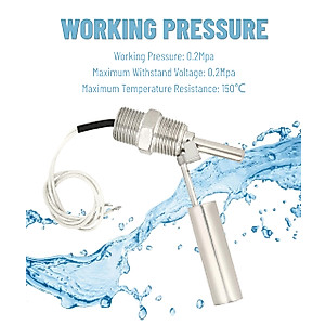 DC0-110V Liquid Water Level Sensor, Sensor Switch, Male Thread 1/2 NPT 304 Stainless Steel, Suitable for Liquids of Different densities, pressures and temperatures