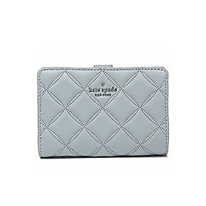 Kate Spade Natalia Quilted Leather Medium Compact Bifold Wallet in Brushed Steel