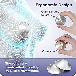 Original Silver Nursing Cups, RUVALINO® Breastfeeding Essentials Nipple Shields for Nursing Newborn, Nipple Cover for Breastfeeding, Healing Cups for Sore Nipple Relief, No Need Nipple Cream (Regular)
