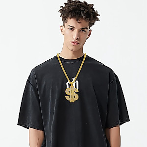 HUITIAN INTL Gold Chain with Dollar Sign Big Money Necklaces for Men Women Stainless Steel Rhinestone Jewelry Fashion Pendants with 28 Inches Cuban Chain (Gold)Spinner Dollar Sign Necklaces 36 Inches