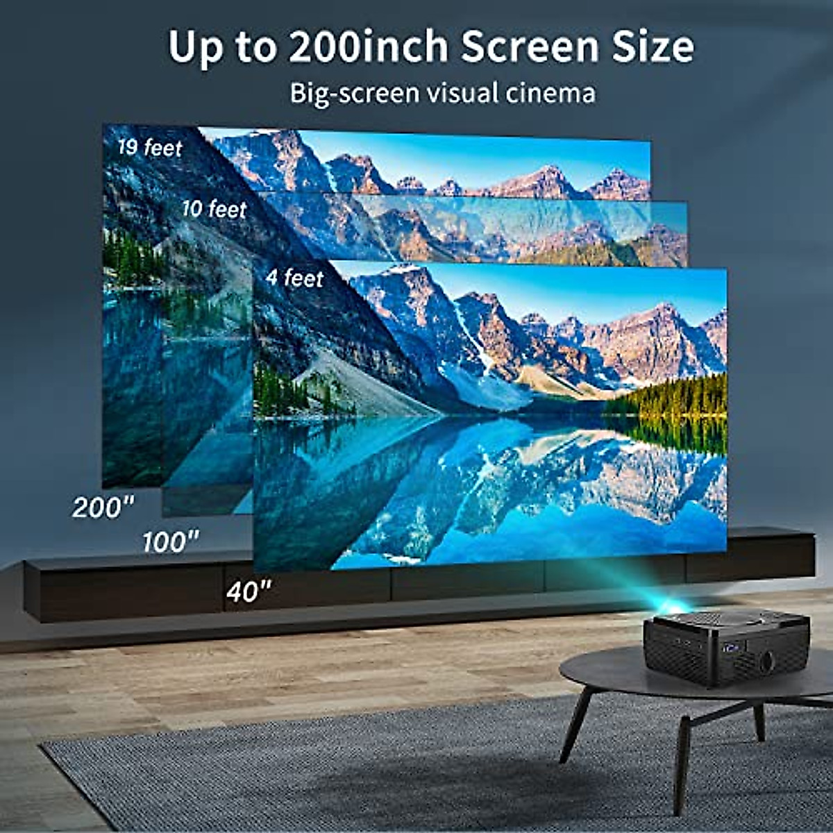 DVD Projector Protable Built in DVD Player HD 1080P Supported Movie Projector for Outdoor Use Compatible with HDMI, USB, AV, TF, VGA, TV Stick