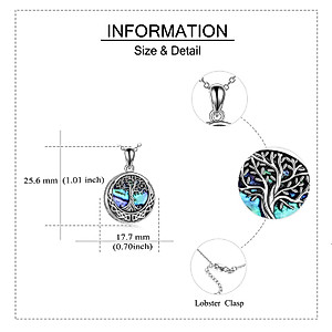 ONEFINITY Tree of Life Urn Necklaces for Ashes Sterling Silver Abalone Shell Tree of Life Cremation Jewelry for Ashes Memory Jewelry for Women Men