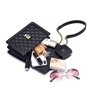 YXBQueen Handbags for Women Quilted Black Crossbody Flap Bag Small Chain Purses Black Quilted Purse