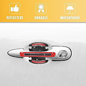 X AUTOHAUX 10 Pcs Car Door Handle Protector Carbon Fiber Reflective Sticker Door Handle Protective Film Decals Red