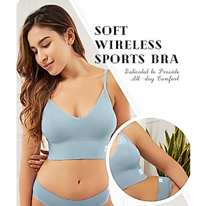 Livona 3 Pack Longline Sports Bra for Women- Soft Wireless Bra, Padded Seamless Bralette, Stretch Crop Cami Tank S-XXL