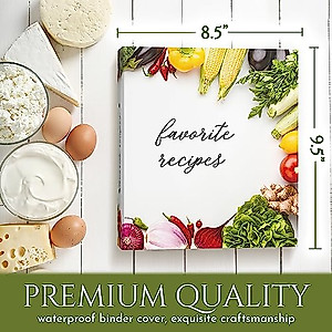 Recipe Binder Ultimate Set 8.5 x 9.5 (12 Category Divider Tabs, 25 Full Pages & 50 Cards with Protective Plastic Sleeves, Gift Box, Labels)
