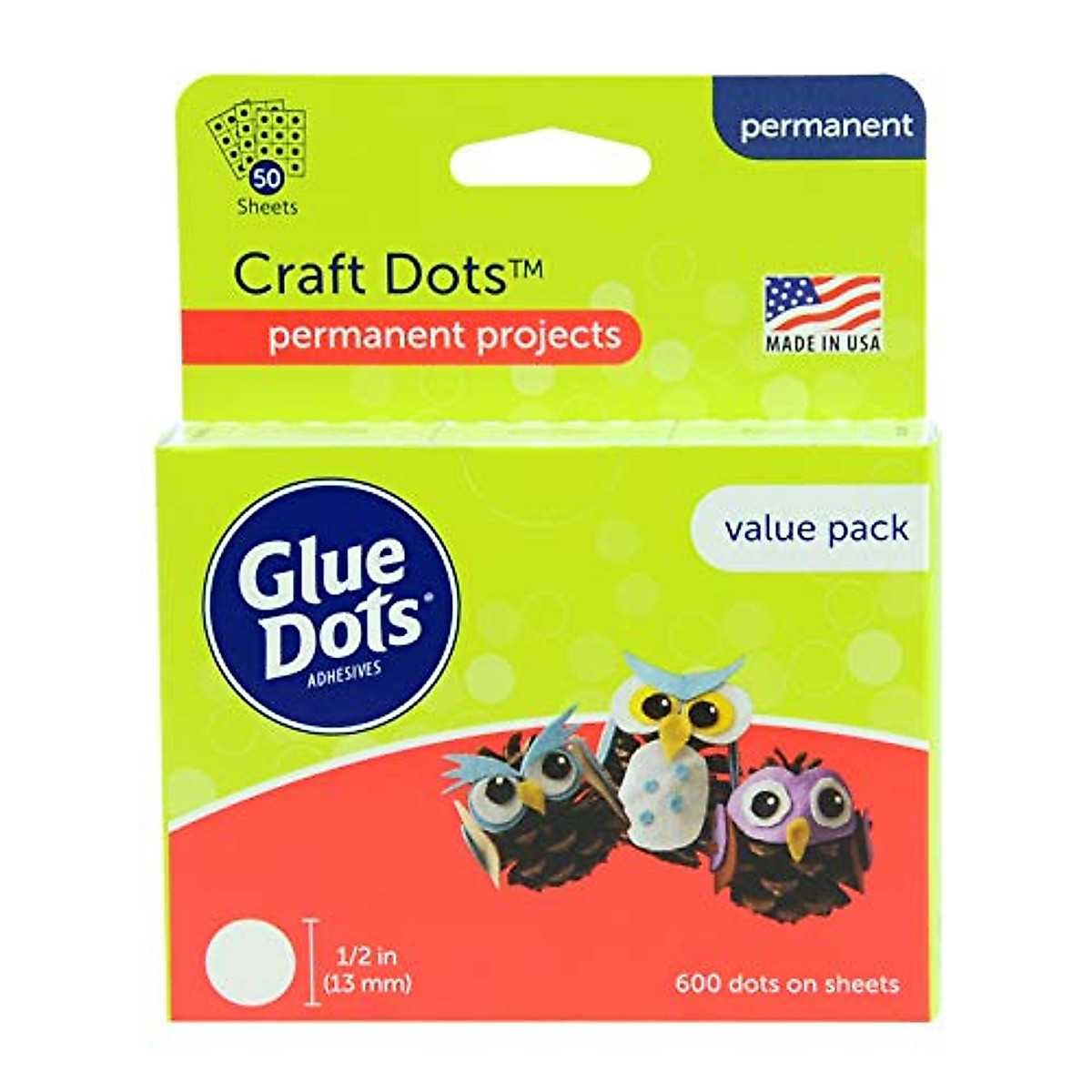 Glue Dots-8961 1/2" School 600pc Craft Value Pack, 1/2 Inch, Clear