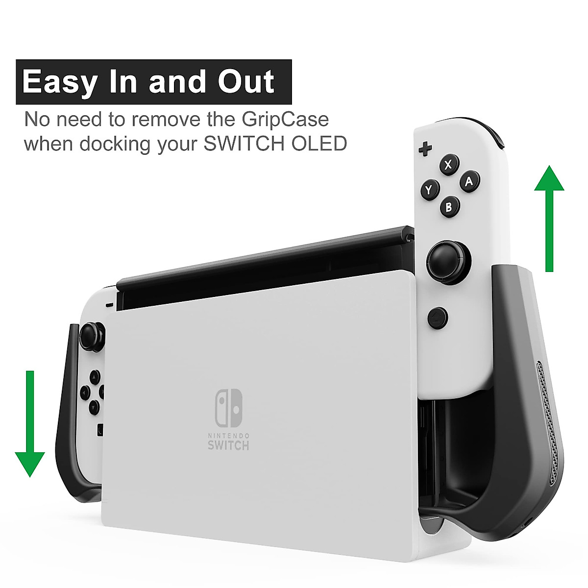 Nintendo Switch OLED Case (Ergonomic/Full Protection/Shock-Absorption/Anti-Scratch) Gift Glass Screen Protector & Thumb Caps, Nintendo Switch OLED Case Black