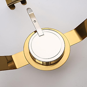 HONHPD Gold Stainless Steel Chafing Dish 1 Packs, 6.5 Quart Round Chafer, Roll Top Chafer for Catering Buffet Warmer Set with Pans and Fuel Holders