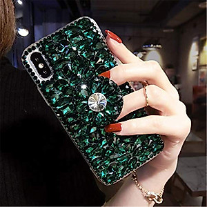 Case for Moto Think Phone 5G,Moto ThinkPhone 5G Case,Diamond Kickstand 3D Handmade Bling Diamond Glitter Phone Case for Motorola Moto ThinkPhone 5G (Green)
