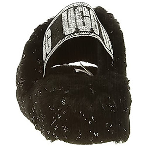 UGG Women's Fluff Yeah Metallic Sparkle Slipper, Black, 8