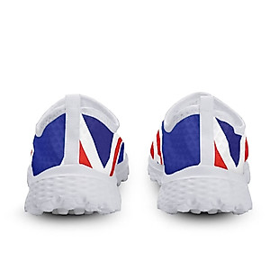 KEIAHUAN Women's Running Shoes Non Slip Athletic Tennis Shoes Sneakers Union Jack Bow Pattern Lightweight Breathable Mesh Knit Running Shoes