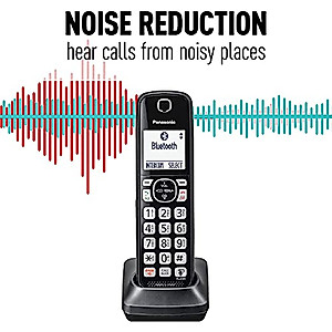Panasonic Link2Cell Bluetooth Cordless Phone System with Voice Assistant, Call Block and Answering Machine, Expandable Home Phone with 5 Handsets â€“ KX-TGF575S (Black with Silver Trim)