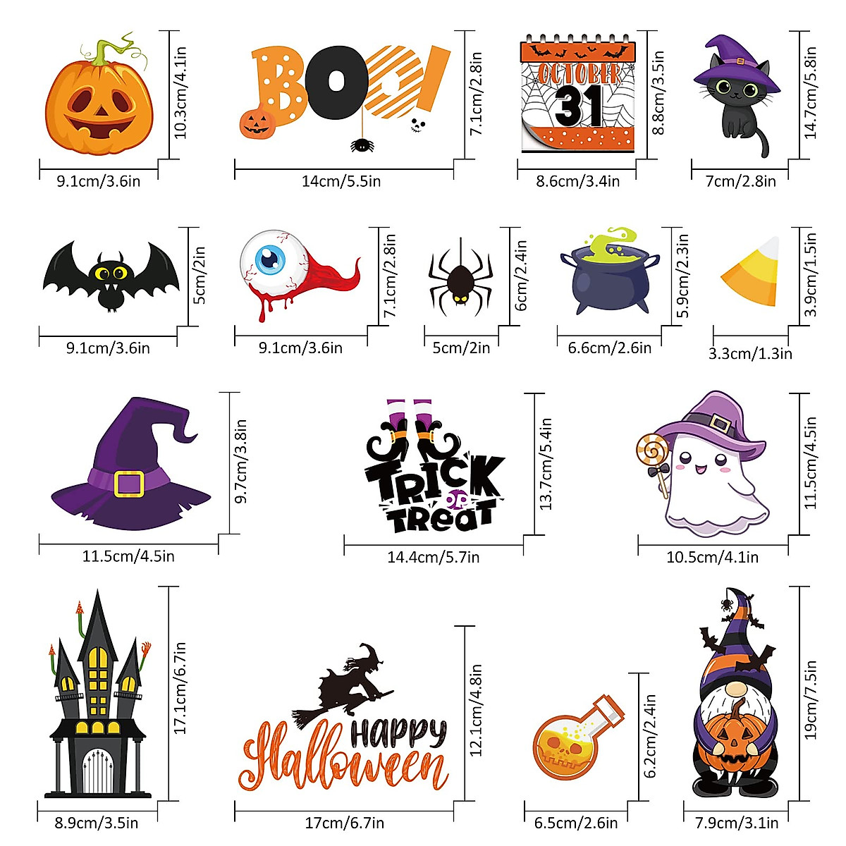 Whaline 16Pcs Halloween Refrigerator Magnets Cute Trick or Treat Decorative Fridge Magnetic Stickers Happy Halloween Garage Magnet for Fridge Car Metal Door Mailbox Locker Office Cabinets Decor