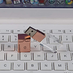 16GB USB 2.0 Flash Drive,Glass Crystal Shape LED Light Pen Drive Memory Stick Thumb Drive Waterproof Pendrive Flash Disk for Gifts for Girl Boy Adults Kids(Rose Gold)