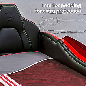 Cilek GTS EV Twin Race Car Bed, Remote Control, LED Lights, EV Sound FX, Vegan Leather Interior, License Plate, Red