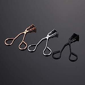 3 Pcs Eyelash Curler With Refill Pads 17IF No Pinching Mini Lash Curler Fits All Eyelash Shapes(Black, Gold and Silver)