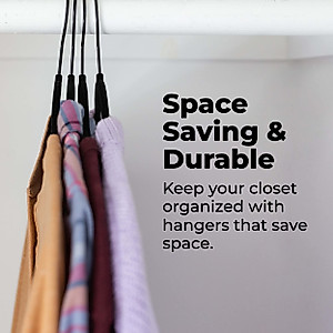 Fontaines Luxury Black/Black Velvet Non-Slip Clothes Hangers - Pack of 50 - Ultra Slim & Space Saving - Heavy Duty with 360 Degree Black Swivel Hook for Clothing, Suit, Top, (Black/Black)