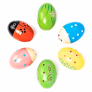 6 Pack Easter Eggs Wooden Percussion Musical Shake Eggs Easter Egg Shakers for Kids Boys Girls Toddlers Easter Gifts Easter Basket Stuffers Fillers