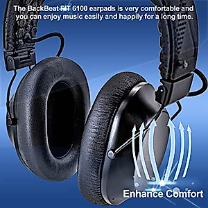 Earpads Replacement for BackBeat FIT 6100 backbeat fit6100 Headphones - Protein Leather/Ear Cushion/Ear Cups by JESSVIT