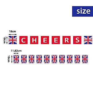 2 Pieces British Party Garland Cheers British Banner Garland UK Flag Pennant Banner for Hanging Coronation Union Jack Party Decoration