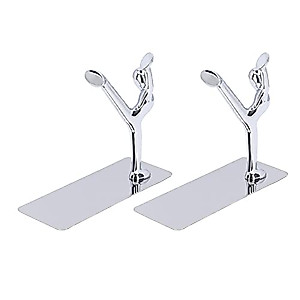 Bookends，Book Ends，Book Ends for Shelves，1 Pair Metal Bookends Stainless Steel Kung Fu Man Heavy Duty Bookends Decorative for Books Movies Home Desk Office