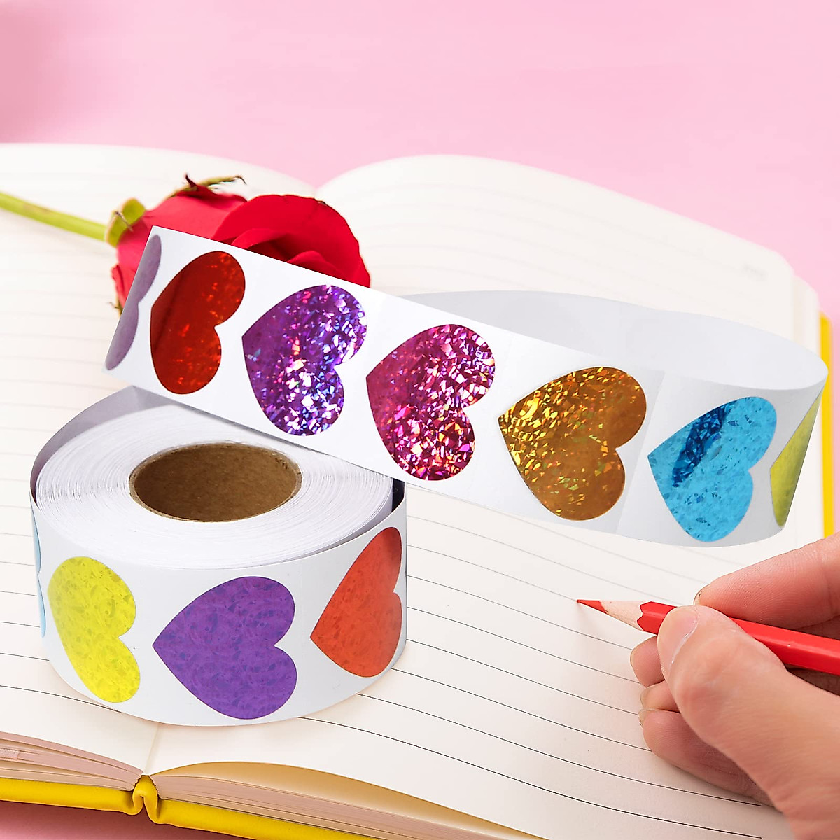 Glitter Valentine's Day Heart Stickers for Envelopes 500pcs Valentine Stickers Decorative Love Stickers Holiday Decorations Wedding Supplies