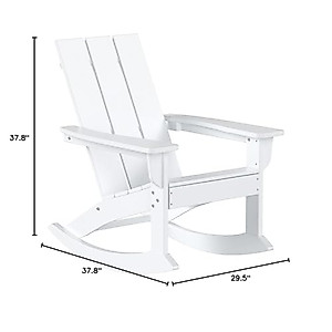 WO Home Furniture Adirondack Rocking Chair Set of 2 PCS Patio All-Weather and UV Protection for Any Outdoor Spaces (White)