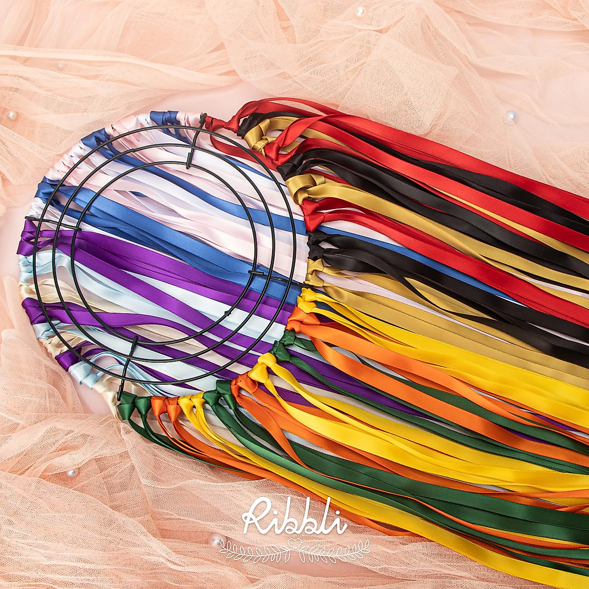 Ribbli Red Satin Ribbon Double Faced Satin 3/8 Inch x Continuous 50 Yards-Red Ribbon for Gift Wrapping Crafts Wedding Decoration Bows Bouquet Floral Arrangement