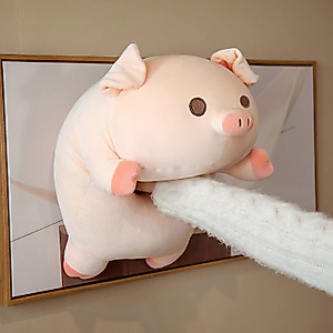 Fortuning's JDS Pig Hugging Pillow 23.6” Pig Plush Kawaii Plushies Cute Pillow Pig Stuffed Animal Plush Pillows, Fat Soft Stuffed Pig Plush Toy for Kids Girls Boys Birthday Adults Valentine's Day