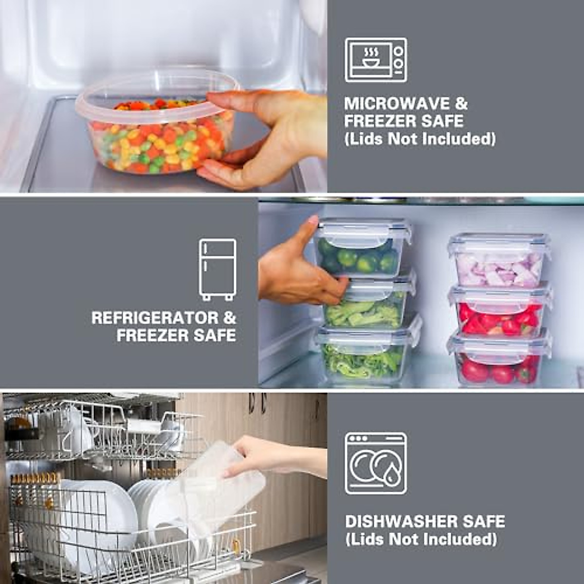 38pcs Containers for Food, 19 Snap Lids and 19 Nesting Containers Plastic Stackable Containers for Kitchen, Refrigerator Organization,Diswasher Safe Microwave Safe