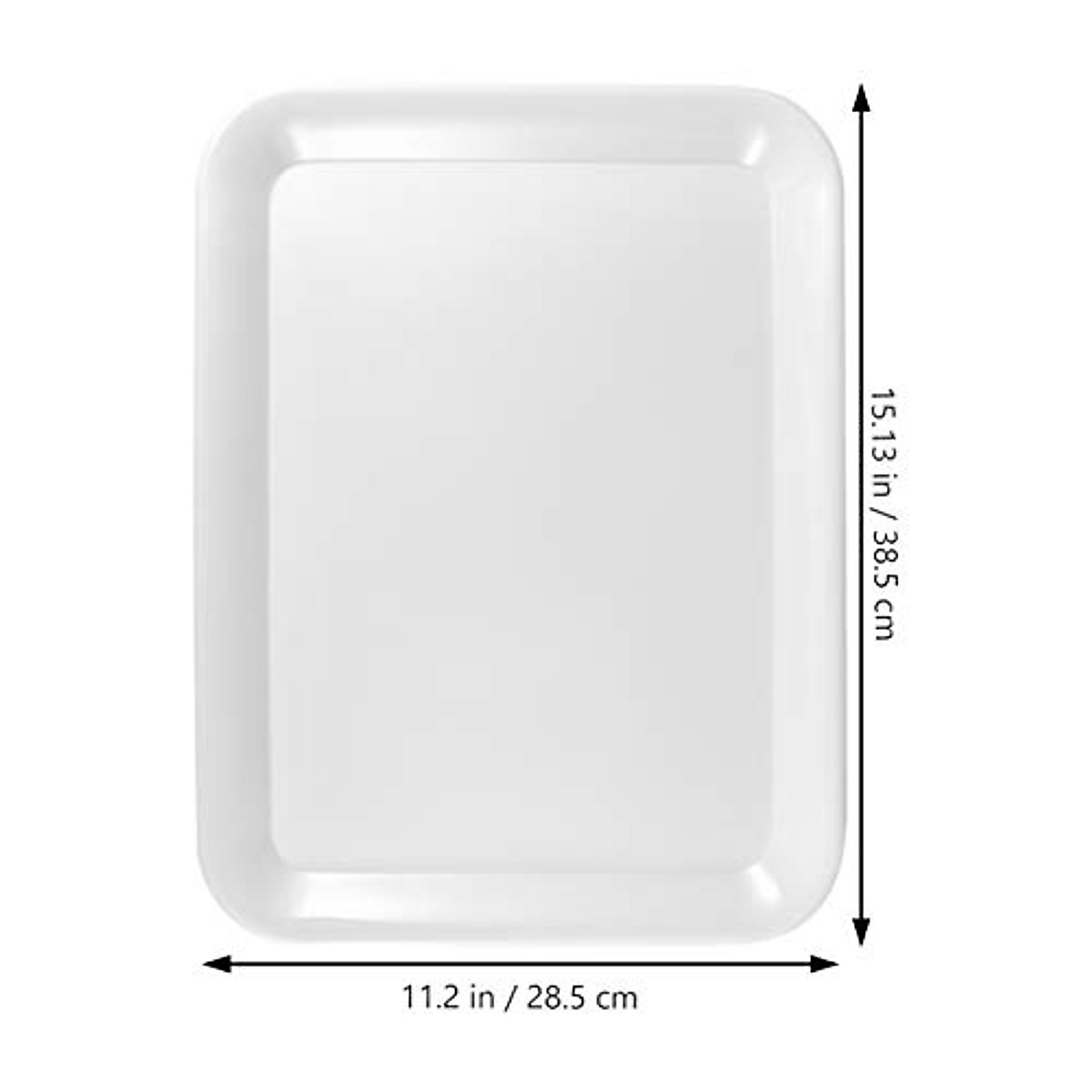 FRCOLOR Melamine Serving Tray Rectangular Platter Shatter- Proof Fruit Cake Bread Plate Appetizer Platter for Breakfast Buffets Party Supplies (White)