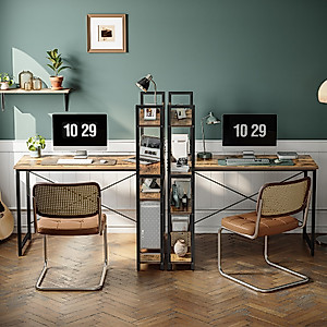 CubiCubi Computer Corner Desk with Storage Shelves, 47 Inch Reversible L Shaped Desk with Bookshelf, Home Office Writing Desk with Hooks, Small L Study Table, Rustic Brown